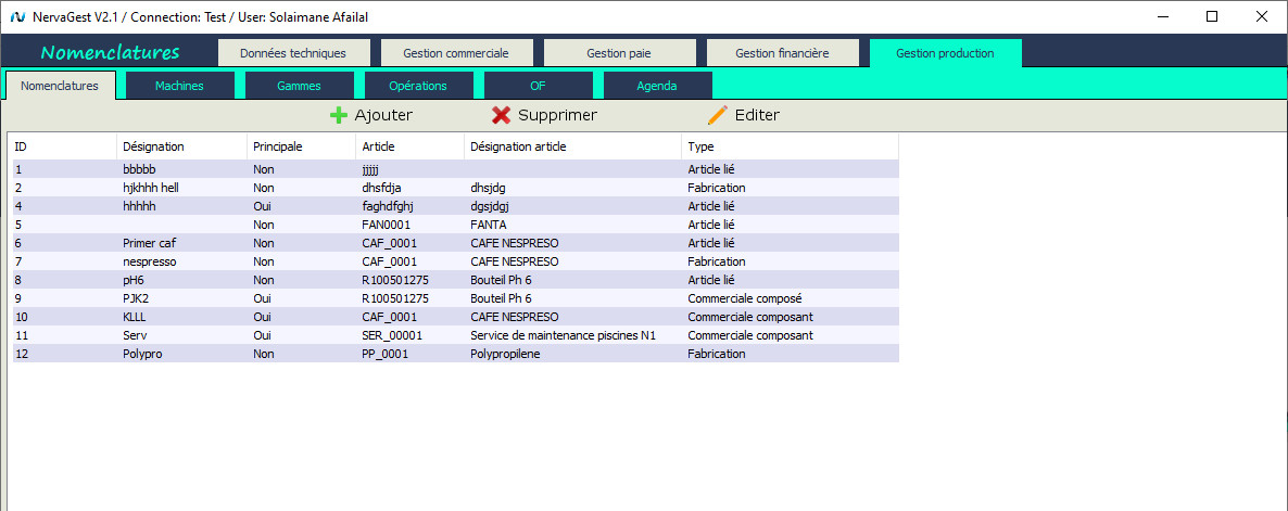 Manuel d'utilisation de NervaGest V2.0: Géstion de production (GPAO ...